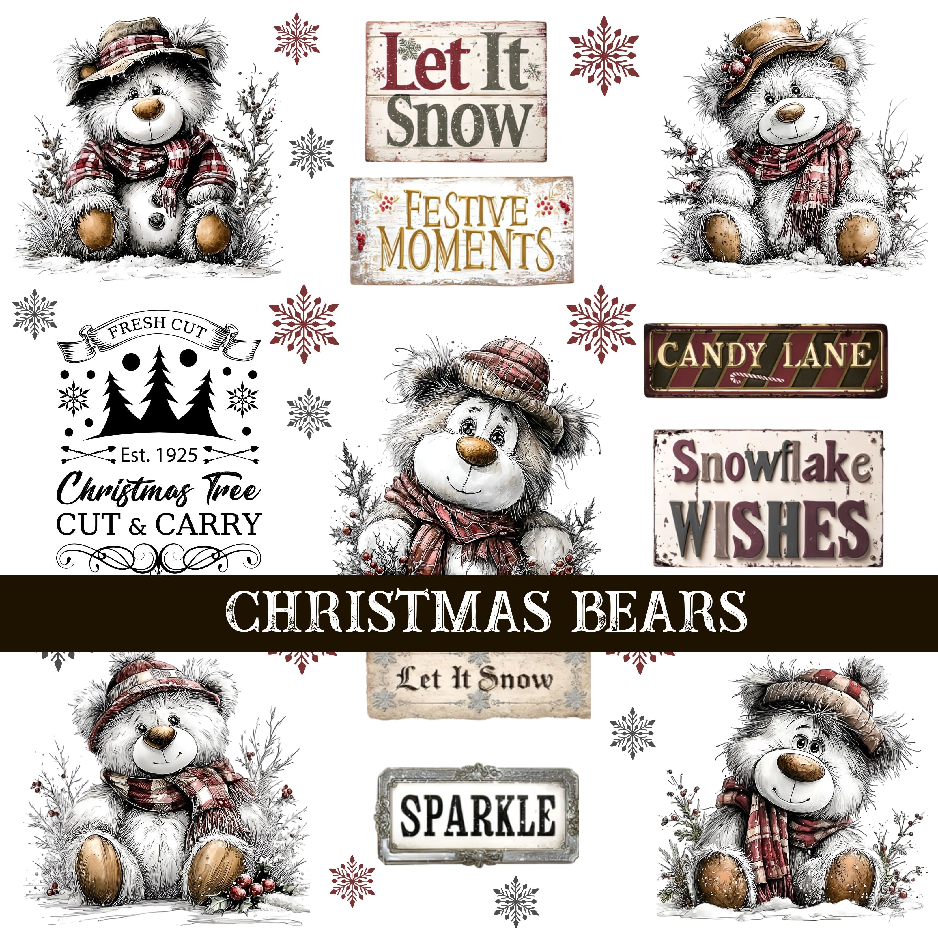 Christmas Bears UV DTF Decal Sheets – 3D Undercover
