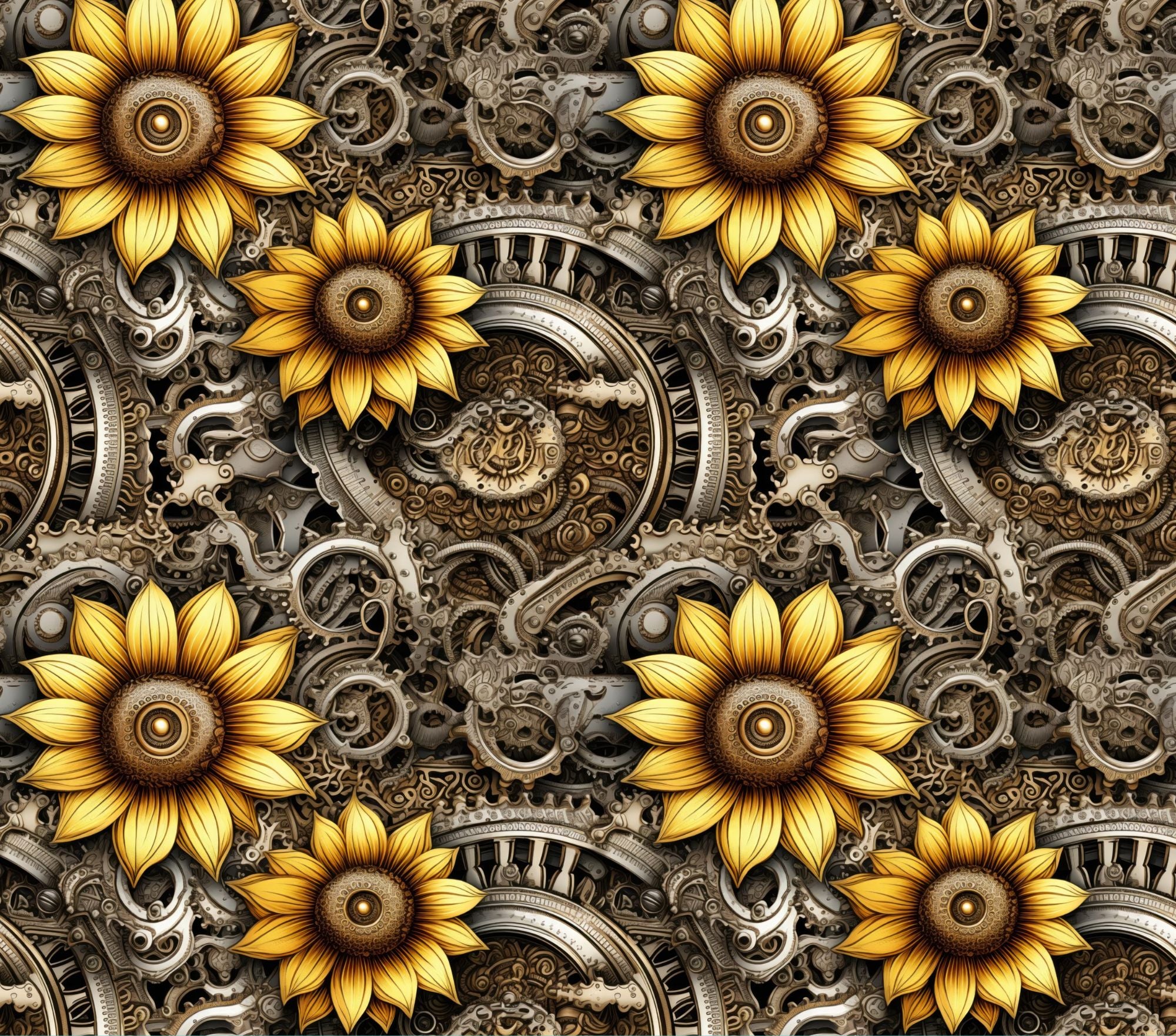 Steampunk Sunflowers - Adhesive Vinyl Wraps and 12x12 Sheets – 3D ...