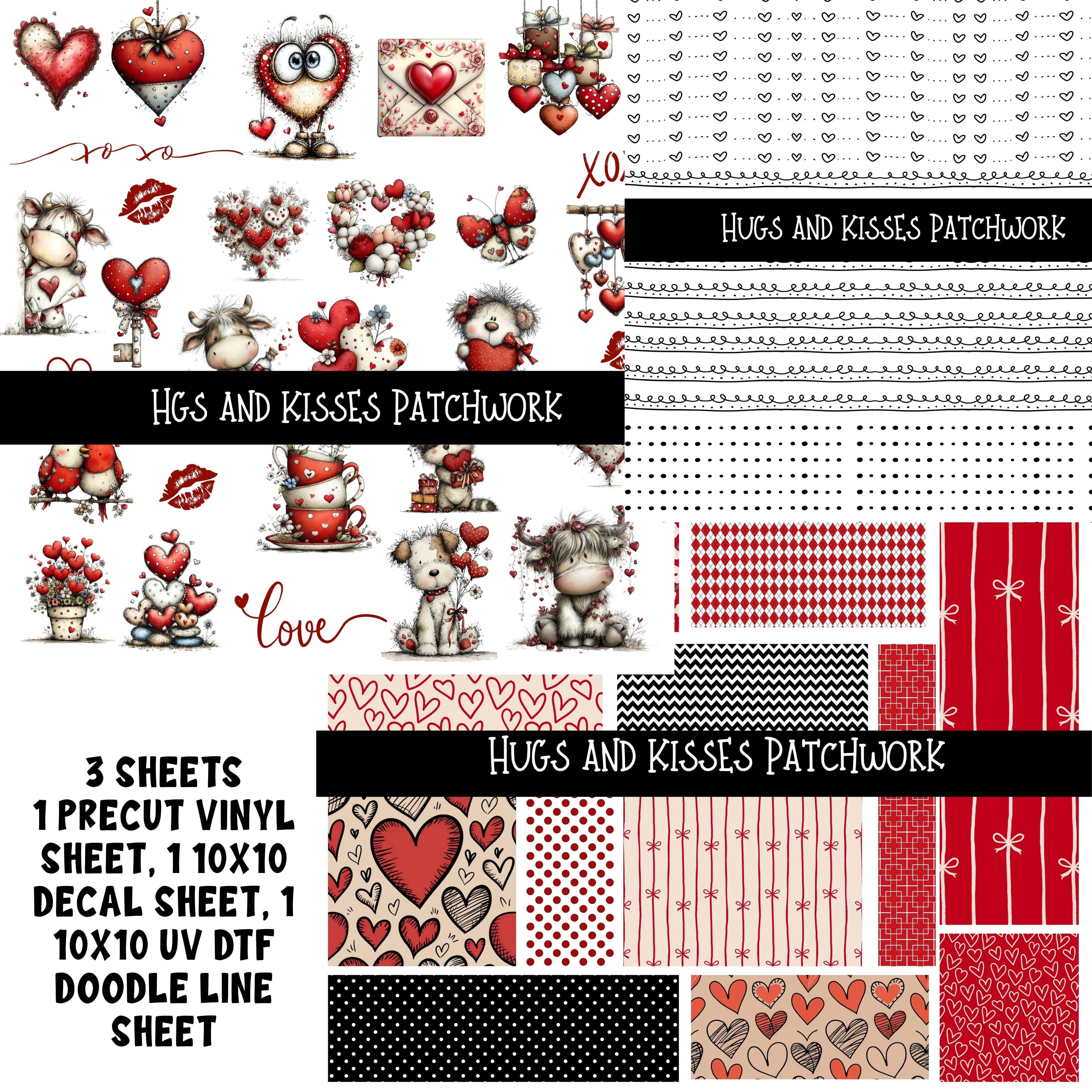 Hugs and Kisses Doodle Patchwork Set – 3D Undercover
