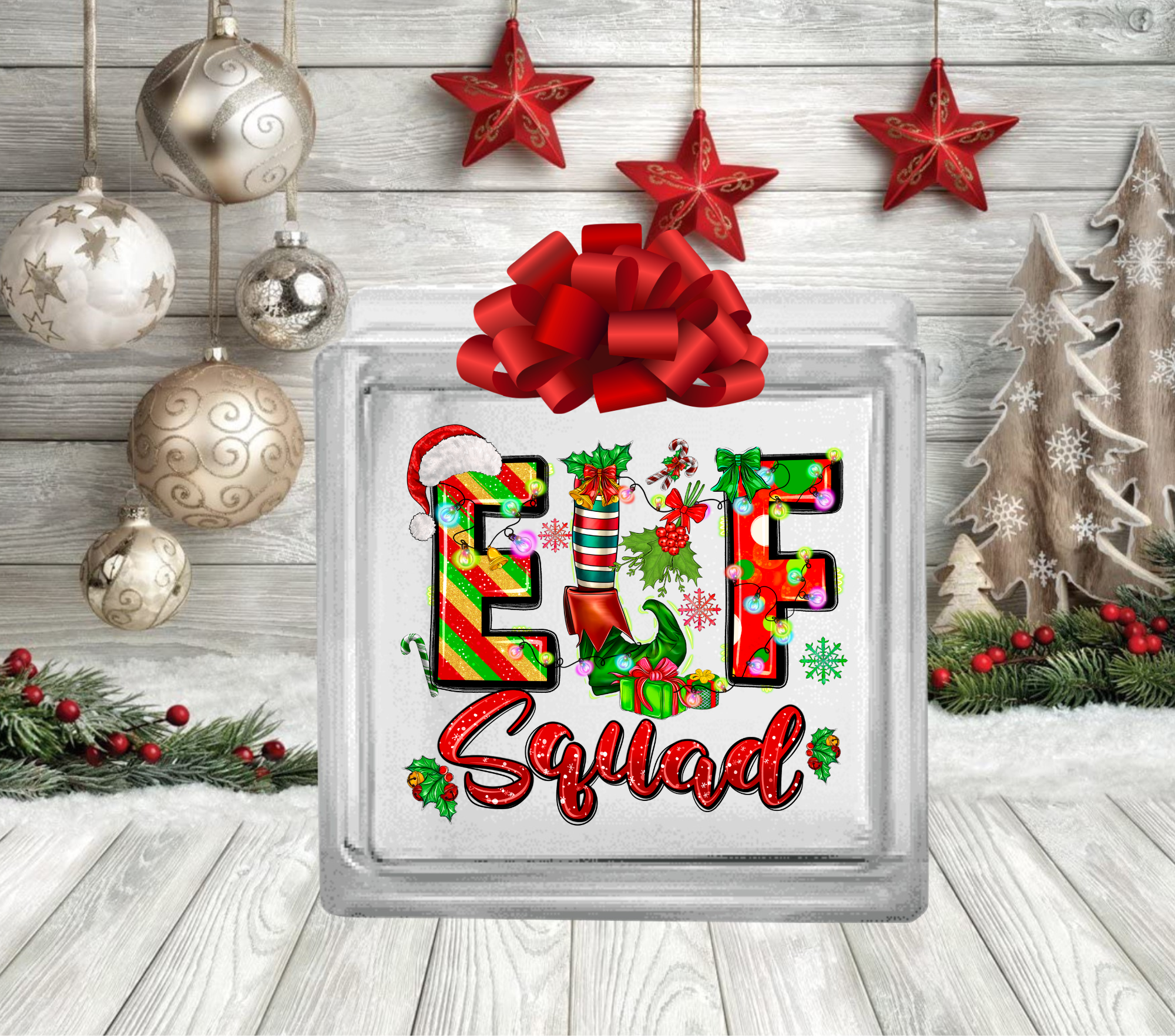 Elf Squad - UV DTF Glass Block Decal - 6.5 inches – 3D Undercover